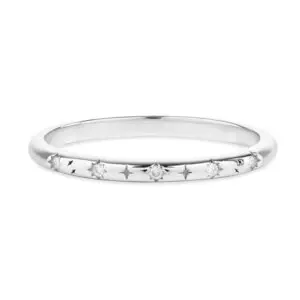 ZOHREH Celestial Diamond Band Ring 9k White Gold - Silver