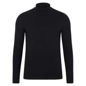 PAUL JAMES KNITWEAR Superfine Riccardo Merino Silk Mock Turtle Neck Jumper - Black