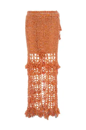 ANDREEVA Chrysanthemum Handmade Crochet Skirt - Orange