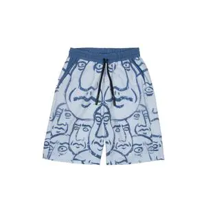 MYSIMPLICATED Bermuda Shorts In With Faces Design Recycled Fabric W - Blue