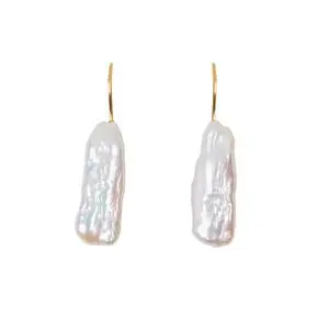 ORA PEARLS Corali Long Barboque Pearl Hook Earrings Small Solid - Gold