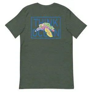ANCHOR & CREW Think Ocean Turtle' Embroidered Cotton T-shirt - Green