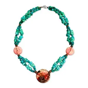 BELLUS DOMINA Agate & Turquoise Abstract Necklace - Blue/pink