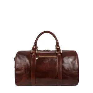 TIME RESISTANCE Small Leather Overnight Bag, Duffel Bag The Ambassadors - Brown