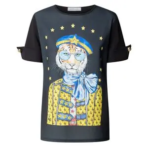 THE EXTREME COLLECTION Printed T-shirt With Gold Buttons