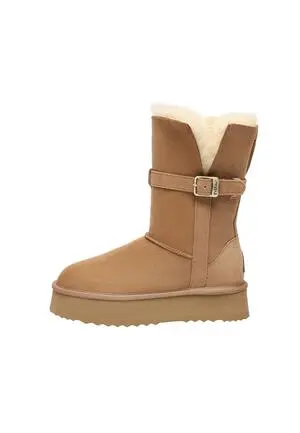 EVERAU AUSTRALIA Brush Platform Boots In Chestnut - Gold