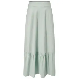 SMART AND JOY Cotton Midi Skirt With Ruffles - Green
