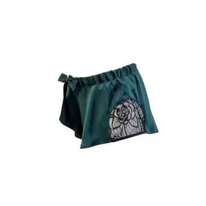 EMMA HARRIS Green / Black Annabelle Beautiful Silk Shorts With Luxurious Lace - Green/black