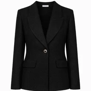NUVV COLLECTION Casual Tweed Blazer - Black