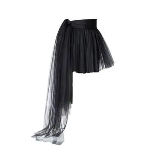 LIA ARAM Tulle Mini Skirt With Pockets & Oversized Scarf - Black