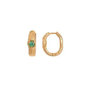 CLAIRE HILL DESIGNS Emerald Branch Hoop Earrings - Gold