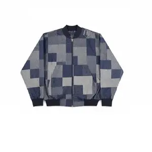 WIN OUT Patchwork Denim Bomber - Blue