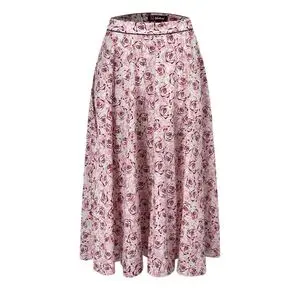 SMART AND JOY Cotton Midi Skirt With Floral Print - Pink