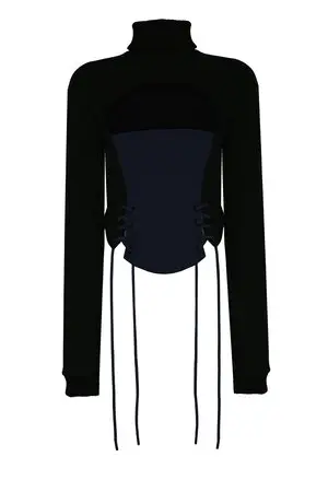 NO'DESIGN Corset Detail Navy Sweatshirt