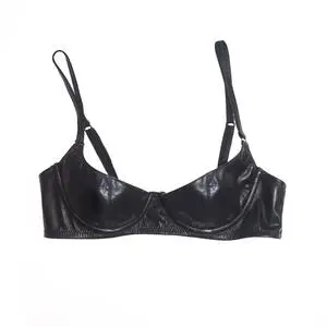 LUNATIC FEMME Studio Leather Half-cup Bra - Black