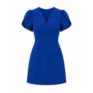 GIRL IN MIND Bridget Twist Front Split Arm Mini Dress - Blue