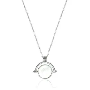 LILY & ROO Mother Of Pearl Spinning Disc Necklace - Silver