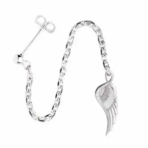 CARTERGORE Wing Single Long Drop Earring - Silver