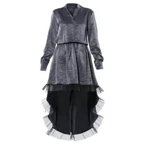 METAMORPHOZA Shiny Metallic Layered Tunic - Silver