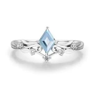 AZURA JEWELRY NEW YORK Victorian Lace Sky Blue Topaz Ring White Gold Vermeil - Silver