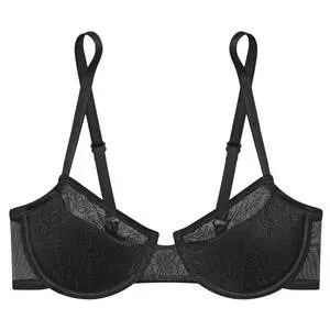 VERDANT INTIMATES Rose Lace Demi Molded Bra - Black