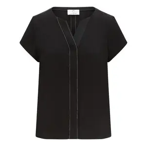 AUGURI Contrast Stitch Blouse - Black