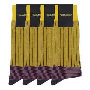 PEPER HAROW - MADE IN ENGLAND Grooms’s Socks Bundle Oxford Stripe - Yellow