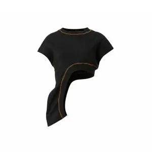 GAO REPUBLIC Tank Top Fitted Asymmetric Panelled Jersey - Black