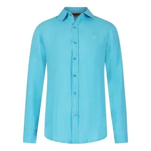MAISON TANGERINE Aqua Linen Shirt For - Blue