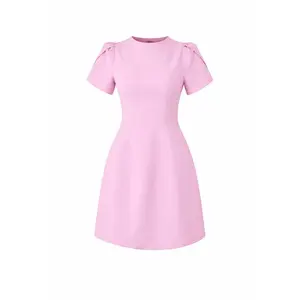GIRL IN MIND Ami Tulip Sleeve High Neck Mini Dress - Pink