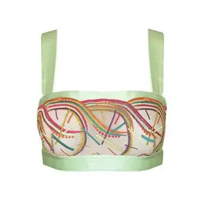 SOMEWHERE NEVER Disco Deco Square Neck Bralette - Green