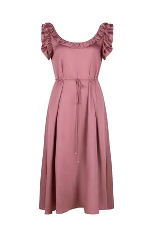 GUNDA HAFNER LTD Sleeveless Cotton Sateen Dress With Ruffled Trim