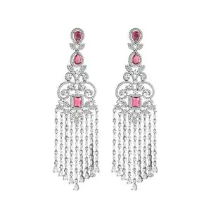 MERAKI BY RASHMI BAJAJ Chandelier Cubic Zirconia Earrings - Red