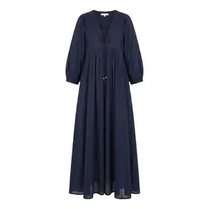 Adrift Clothing Cairo Boho Dress In Navy - Blue