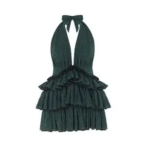 NUR KARAATA Bellano Sparkle Dress - Green