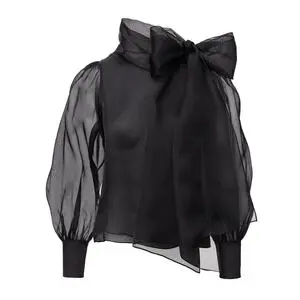 LITA COUTURE Sheer Organza Blouse - Black
