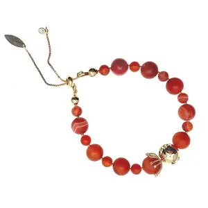 FARRA Christmas Style Matte Agate Adjustable Bracelet - Red