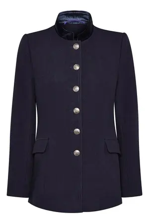 GUINEA Navy Blazer Wool With Velvet Trims