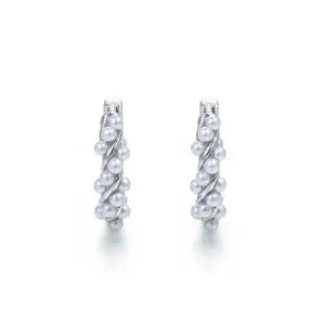 ANGEL BAROCCO Twisted Pearl Mini Hoop Earrings - Silver
