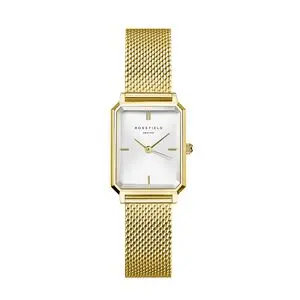 ROSEFIELD The Octagon Xs Ladies Silver Sunray Dial Tone Mesh Watch - Gold