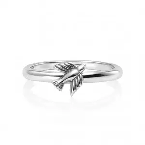 UNALOE Adjustable Ring Dove Design In Sterling Handmade Italian Jewelry - Silver