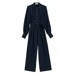 LOUCHE Yves Long Sleeve Jumpsuit Dark Navy - Blue