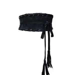 JUAN-JO Suede Wrap Belt With Tassels - Black