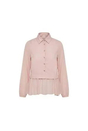 JAMES LAKELAND Pale Contrast Hem Blouse - Pink
