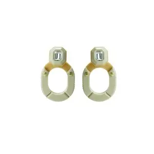 GISSA BICALHO Neutrals Handmade Acrylic Earring Kit Stone Hoop And Pendant Clay - Yellow