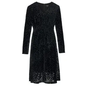SMART AND JOY Devore Velvet V-neck Dress