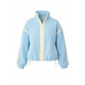 GIRL IN MIND Lulu Contrast Binding Full Zip Fleece - Blue
