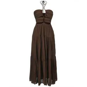 SMART AND JOY Strappy Cut-out Maxi Dress - Brown