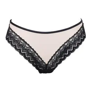 LES JUPONS DE TESS Neutrals Second Skin Mesh And Lace Panty Nude - Black
