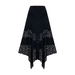 PCFG Daydreamers Asymmetric Lace Detail Skirt - Black